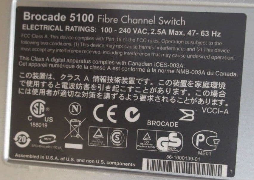 Brocade 5100 XBR-5120-0000 32-Port Active 8Gb Fibre Channel SAN Switch ...