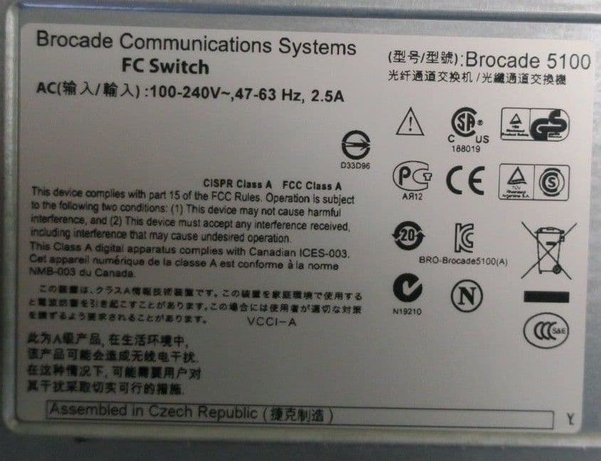 Brocade 5140 5100 NA-5140-0008 40-Port 8Gb FC SAN Switch 40-Port Active