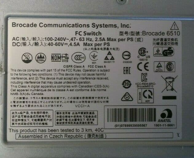 Brocade 6510 48-Port 16Gb/s Fibre Channel Switch SM-6510-24RCS 24-Ports ...