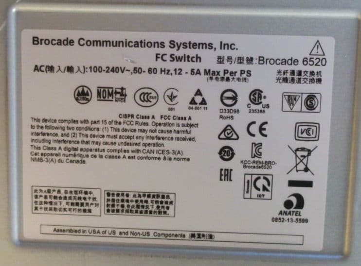 Brocade 6520 96-Port 16Gb FC SAN Switch HD-6520-48-16G-R - 48-Active Ports