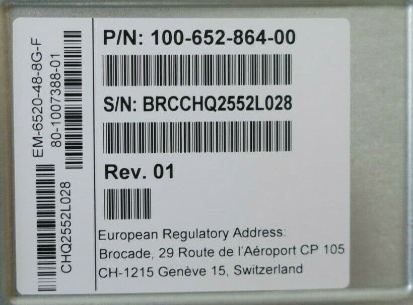 Brocade 6520 EMC DS-6520B 96-Port Fibre Channel Switch With 48x 16Gb ...