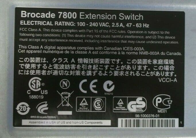 Brocade 7800 4x 8Gb SFP 2x 1GbE FCIP Port FC SAN Extension Switch HD ...