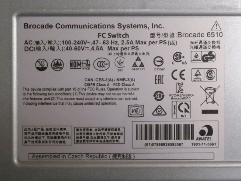 Brocade EMC 6510 DS-6510B 48-Port 16Gb FC Switch EM-6510-24-16G-R 36 ...