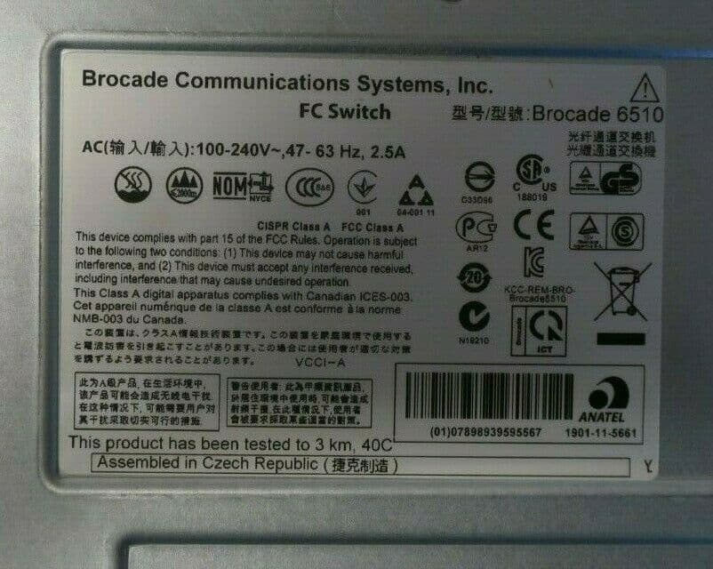 Brocade EMC 6510 DS-6510B 48-Port 16Gb FC Switch EM-6510-24-8G-R 48 ...