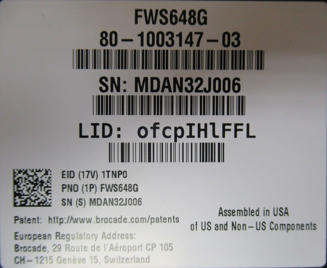 Brocade FastIron FWS-648G Gigabit Ethernet Switch 48x 10/100/1000 4x SFP