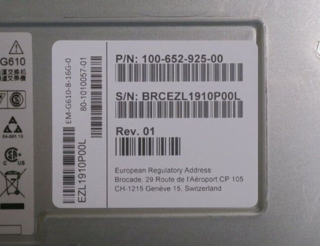 Brocade G610 DS-6610B 24x 32Gb SFP FC Switch EM-G610-8-16G-0 8-Ports Active