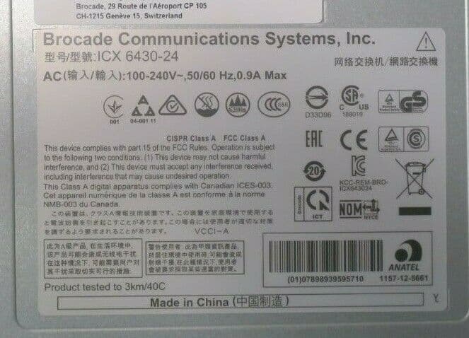 Brocade ICX6430-24 24-Port Gigabit Ethernet 4x 1GbE SFP Stackable 1U Switch
