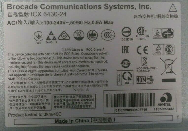 Brocade ICX6430-24 24-Port RJ45 Gigabit Ethernet 4x 1GbE SFP Stackable ...