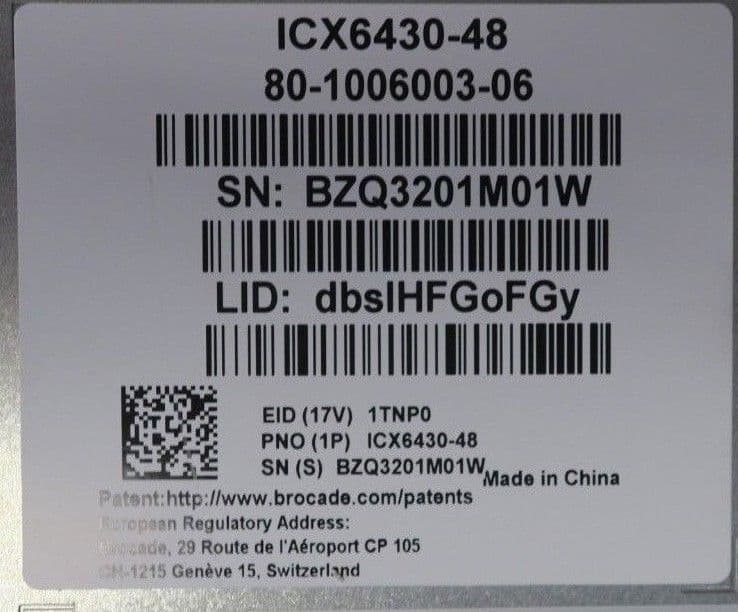 Brocade ICX6430-48 48-Port 4x 1GbE SFP Layer 3 L3 Managed Switch Port ...