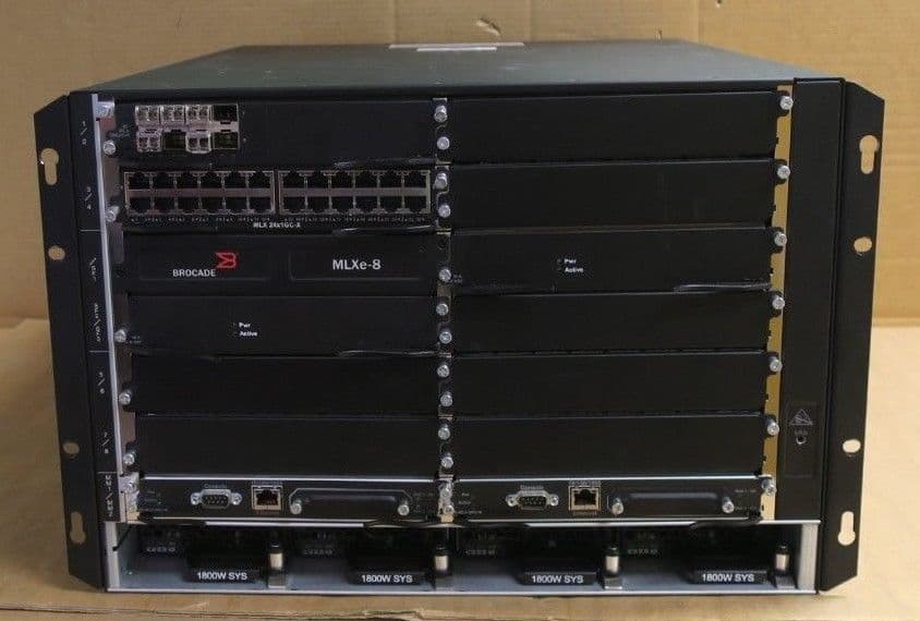 Brocade MLXe-8 BR-MLXE-8-MR2-M-AC 8-Slot Chassis Switch Mods 2x Fabric Mods