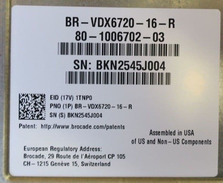 Brocade VDX 6720 BR VDX6720 16-R 24x 1/10GbE SFP Port Switch 24-Active ...