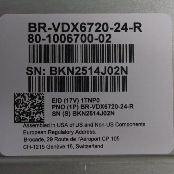 Brocade VDX 6720 BR-VDX6720 24-R 24x 10 Gigabit Ethernet SFP Port 1U Switch