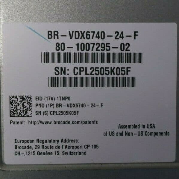 Brocade VDX 6740 BR-VDX6740-24-F 48x 10GbE SFP 4x 40Gb QSFP 1U Ethernet ...