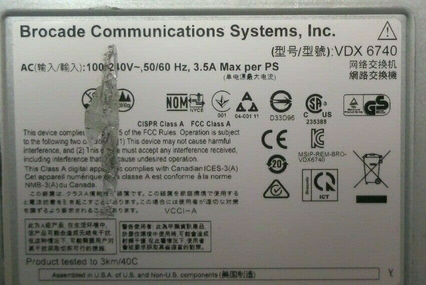 Brocade VDX 6740 BR-VDX6740-24-F 48x 10GbE SFP 4x 40Gb QSFP 1U Ethernet ...