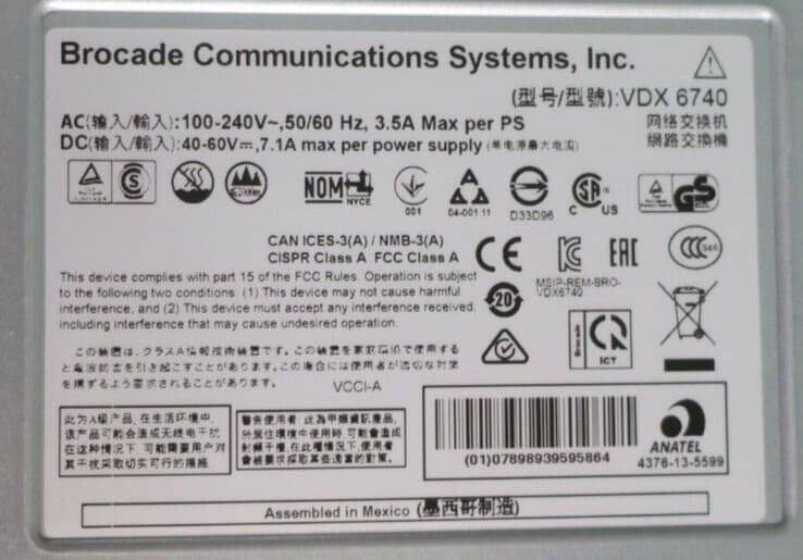 Brocade VDX 6740 EM-VDX6740-24-R 48x 10GbE SFP & 4x 40Gb QSFP 1U Switch