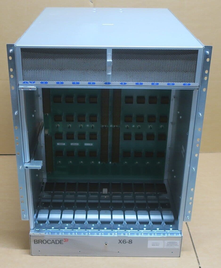 Brocade X6-8 8-Slot Gen6 Director 14U Rack Switch Blade Chassis 4x PSU 3x Fans