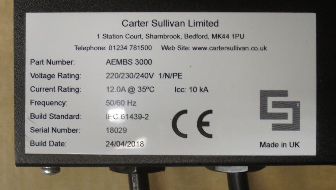 Carter Sullivan AEMBS 3000 3KVA 12A ATS Automatic Bypass Switch 220/230 ...