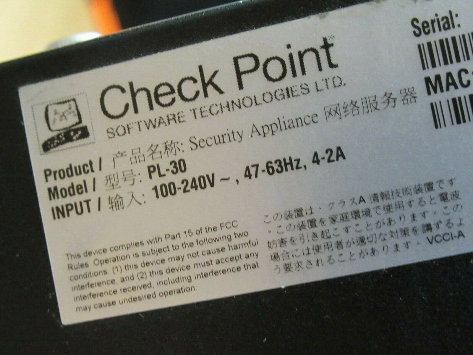 Checkpoint 5800 Security Gateway Appliance Firewall Rackmount PL-30 2x PS