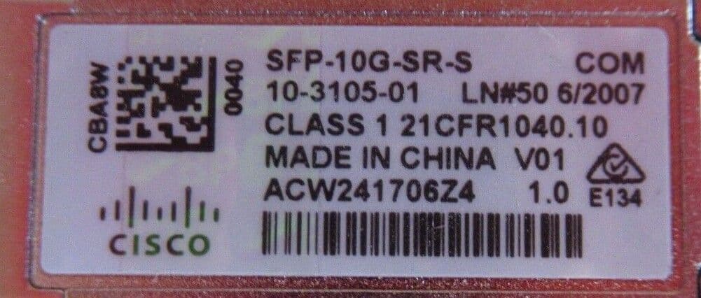 Cisco 10-3105-01 SFP-10G-SR-S 10Gbps 10GBase-LR Fiber LC SFP ...