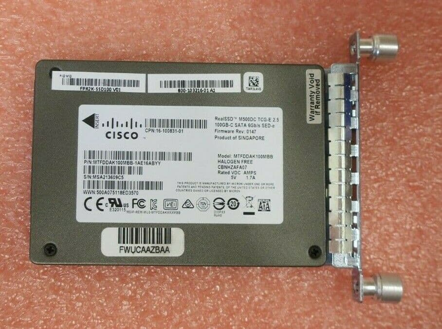 Cisco 100GB SATA 6G 2 5" Solid State Drive SSD FPR2K-SSD100 Firepower ...
