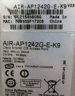 Cisco 1240G AIR-AP1242G-E-K9 Non Modular IOS Radio Access Point
