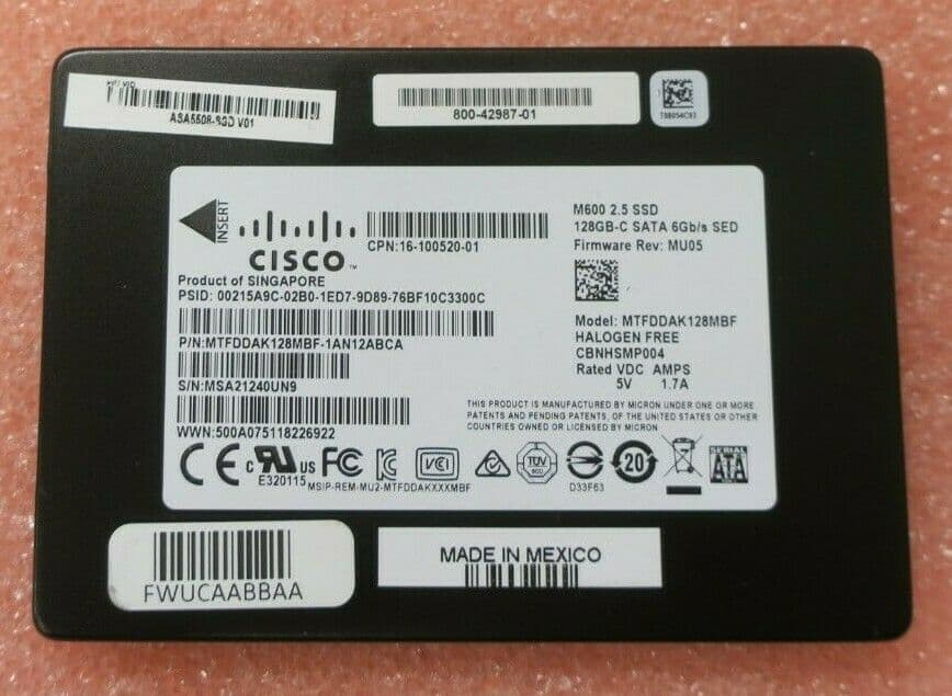 Cisco 128GB SATA 6G 2 5" SED Solid State Drive SSD MTFDDAK128MBF ...