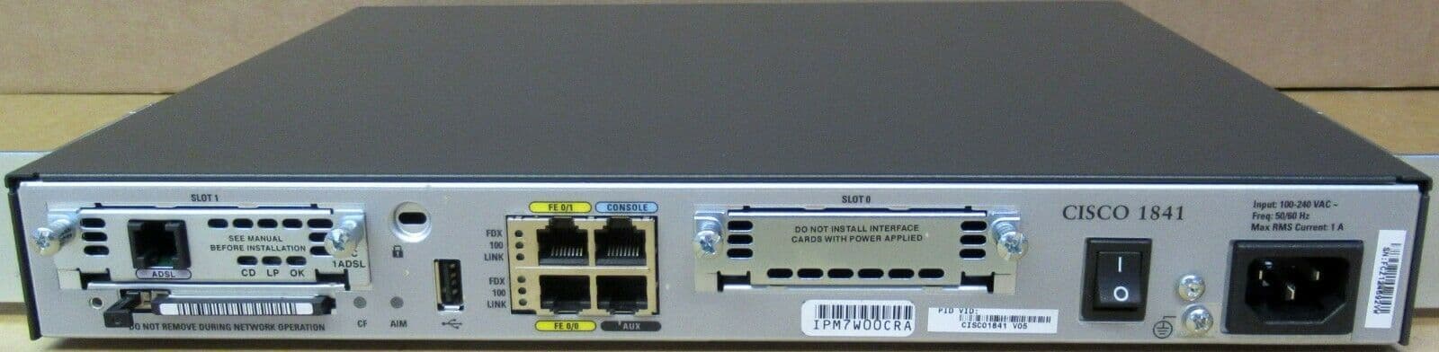 Cisco 1841-ADSL 1800 1841 Integrated Services Router 10/100 Ethernet ...