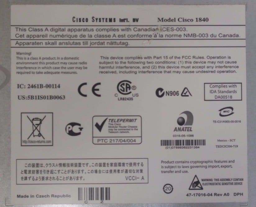 Cisco 1841 Integrated Service Router ISR VWIC2-1MFT-T1/E1 & HWIC 4ESW ...