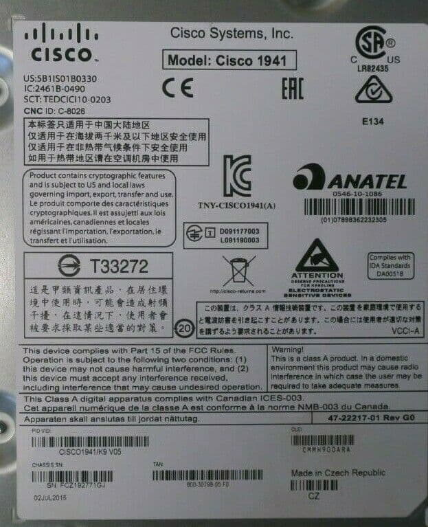 Cisco 1941 1900 1941/K9 Modular Integrated Services Router ISR 2U 2x ...