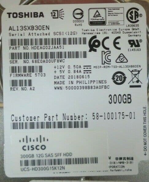 Cisco 300GB SAS 15k 12Gb/s 2 5" UCS-HD300G15K12N Hard Drive HDD for UCS ...