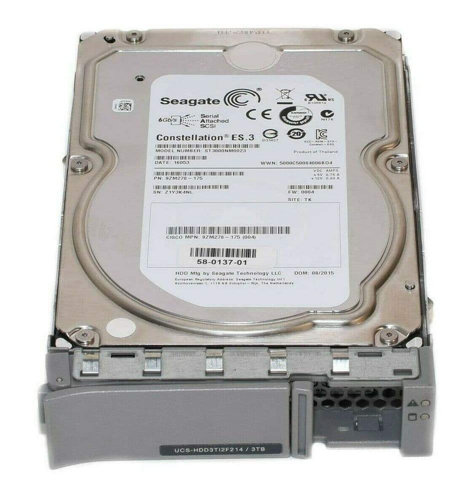 Cisco 3TB 3 5" 6Gb/s 7 2K SAS Hard Drive HDD UCS-HDD3TI2F214 For UCS ...