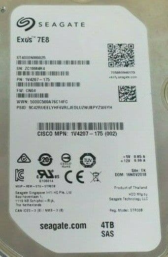 Cisco 4TB SAS 7 2K 3 5" 12G Hard Drives HDD UCS-C3K-HD4TB for UCS C3160 ...