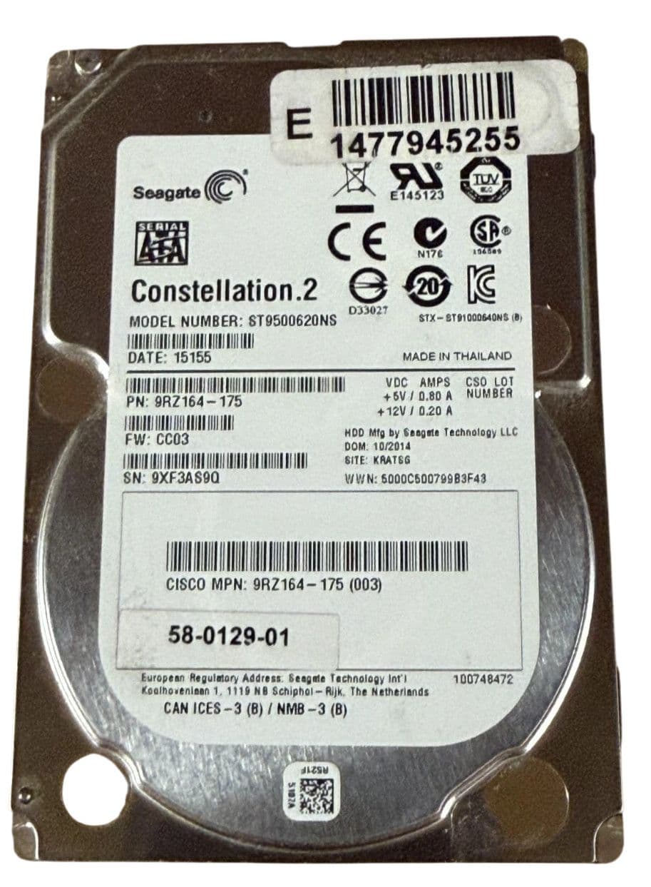 Cisco 58-0129-01 500GB 7200RPM 6GB/s SFF 2 5in Hot-Pluggable SATA Hard ...