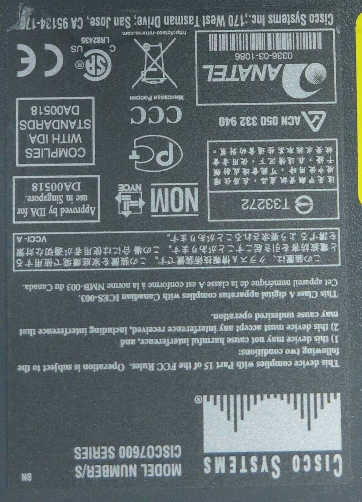 Cisco 7606 Router Chassis 7U 1x WS-X6148A-GE-TX 1x RSP720-3C-GE 2x ...