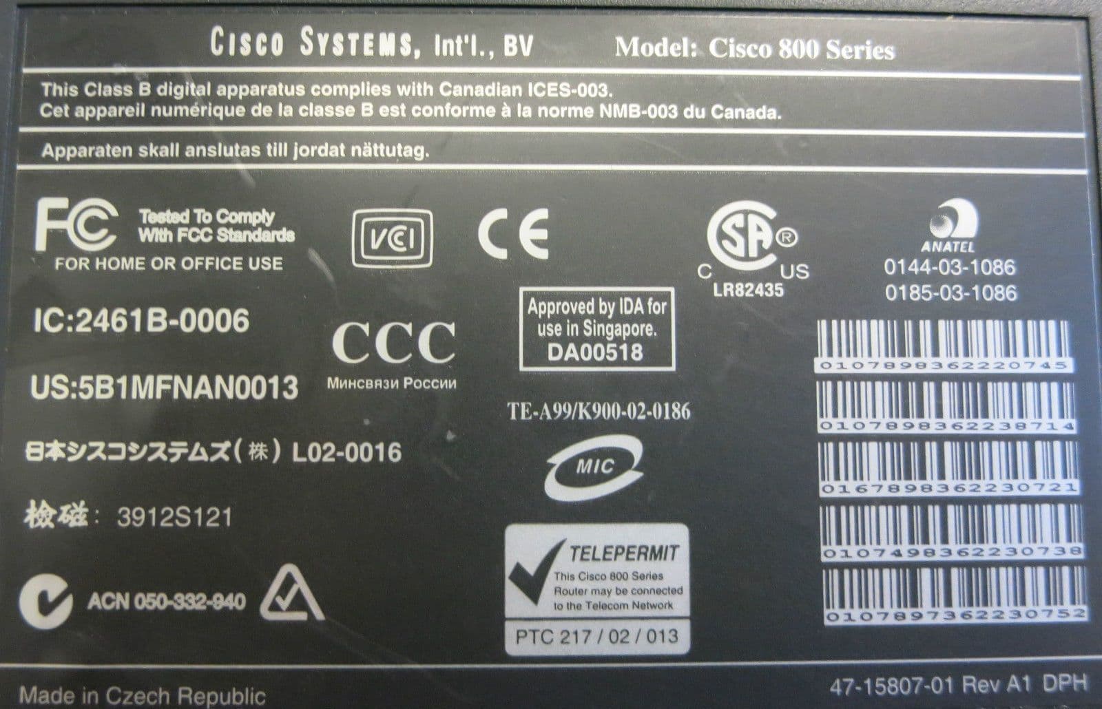 Cisco 800 Series 828 47-15807-01 REV A1 DPH Router Without AC Adapter
