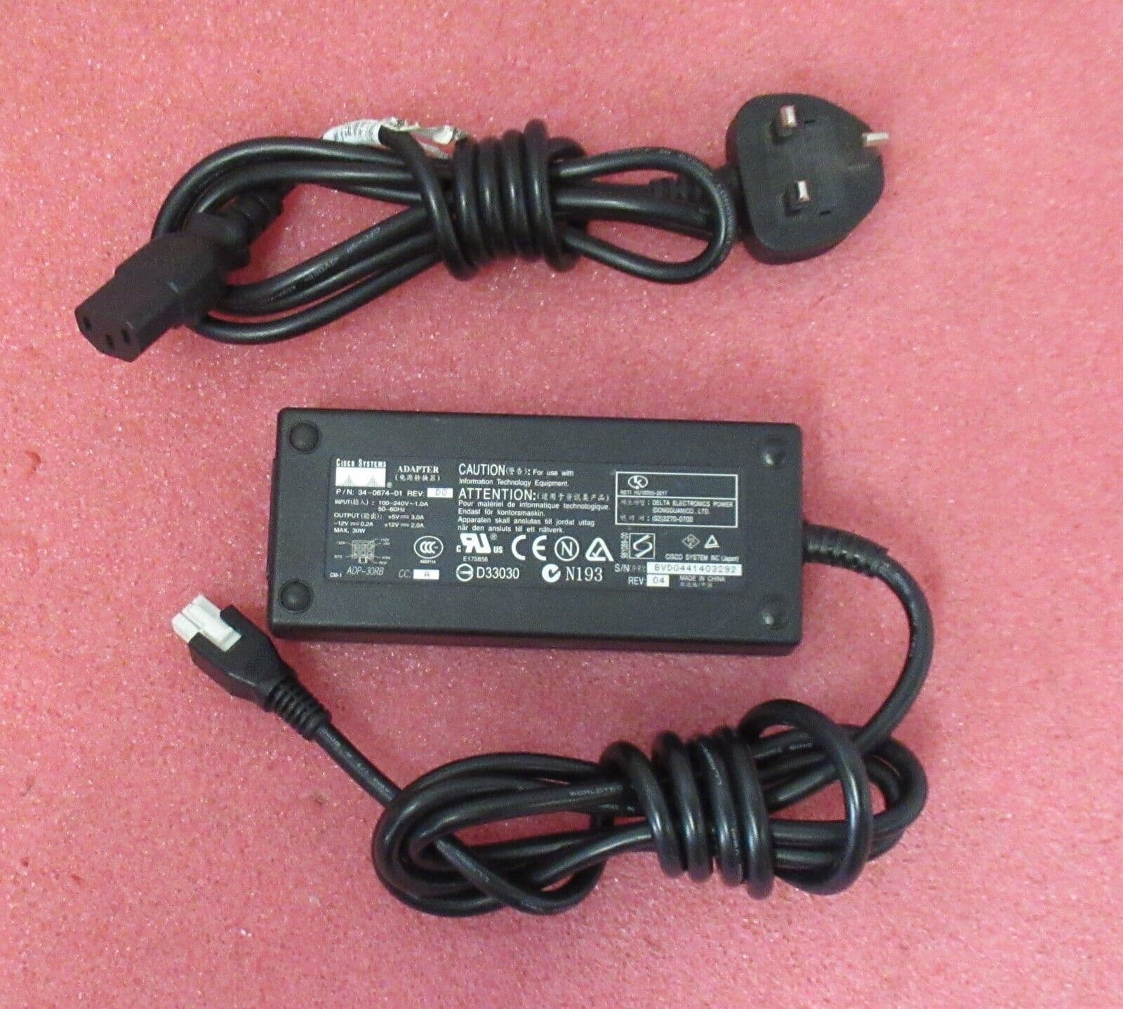 Cisco ADP-30RB 34-0874-01 6-Pin Router AC Power Adapter 5V 3A 12V 2A 30W