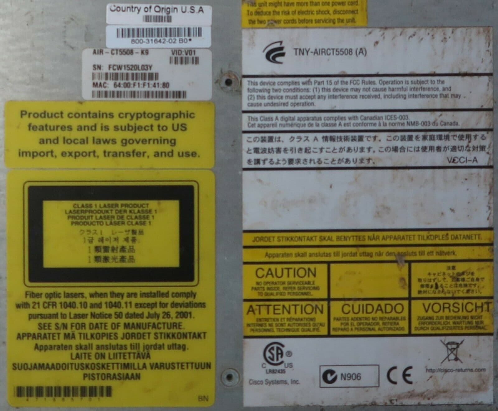 Cisco AIR-CT5508-25-K9 5508 Wireless LAN Controller 25 AP License