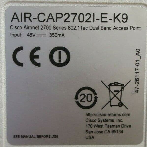 Cisco Aironet AIR-CAP2702I-E-K9 PoE Controller Based WAP Wireless ...
