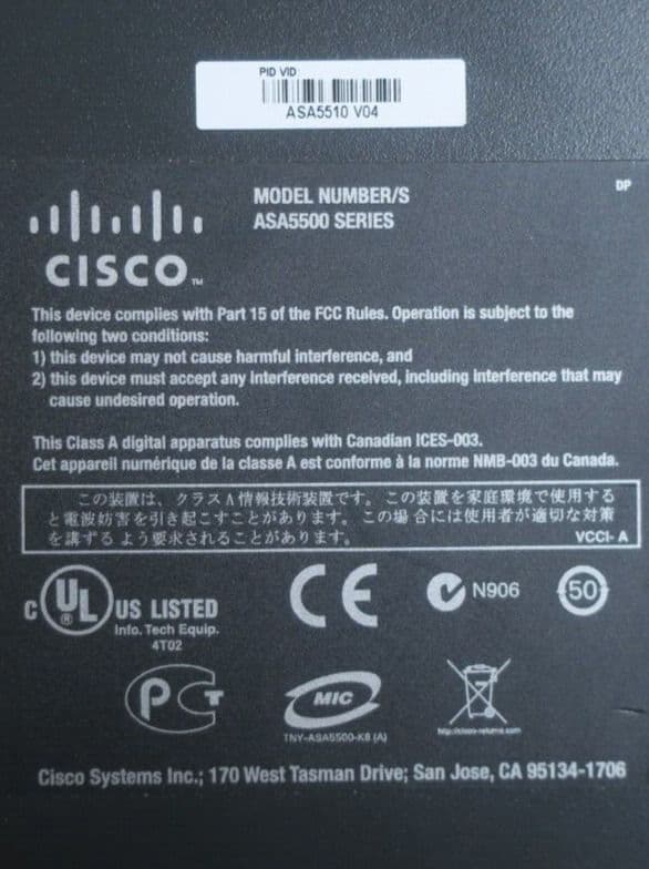 Cisco ASA5510 Adaptive Security Appliance ASA5510-SEC-BUN-K9 Security ...