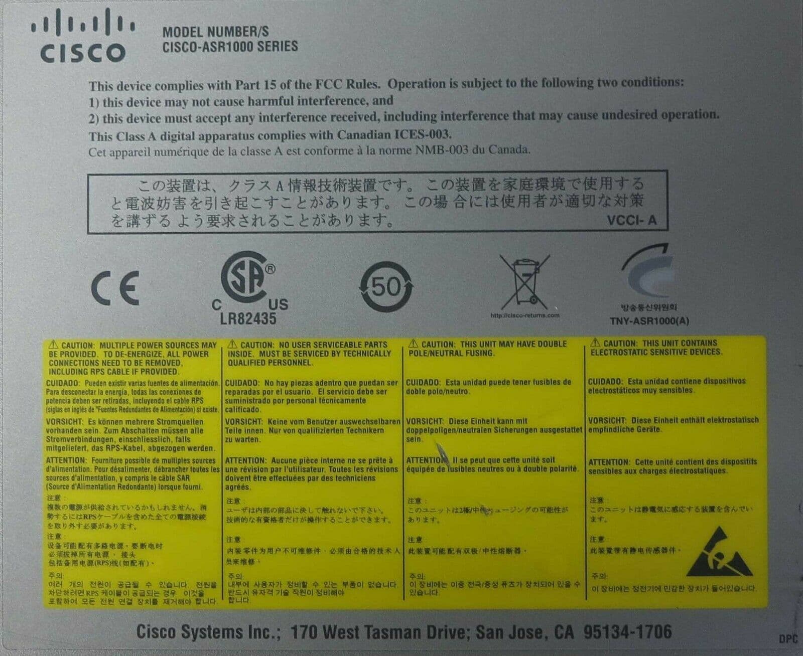 Cisco ASR 1002 Aggregation Services Router Managed Rackmount 2U Dual PSU