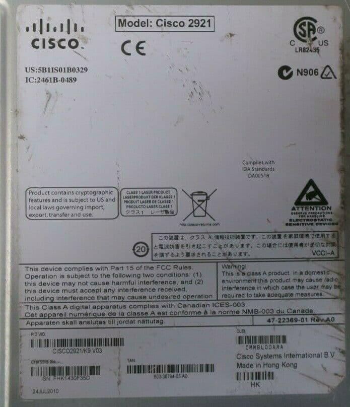 Cisco Catalyst 2921/K9 2900 Router Voice Bundle C2921-CME-SRST/K9 Modules