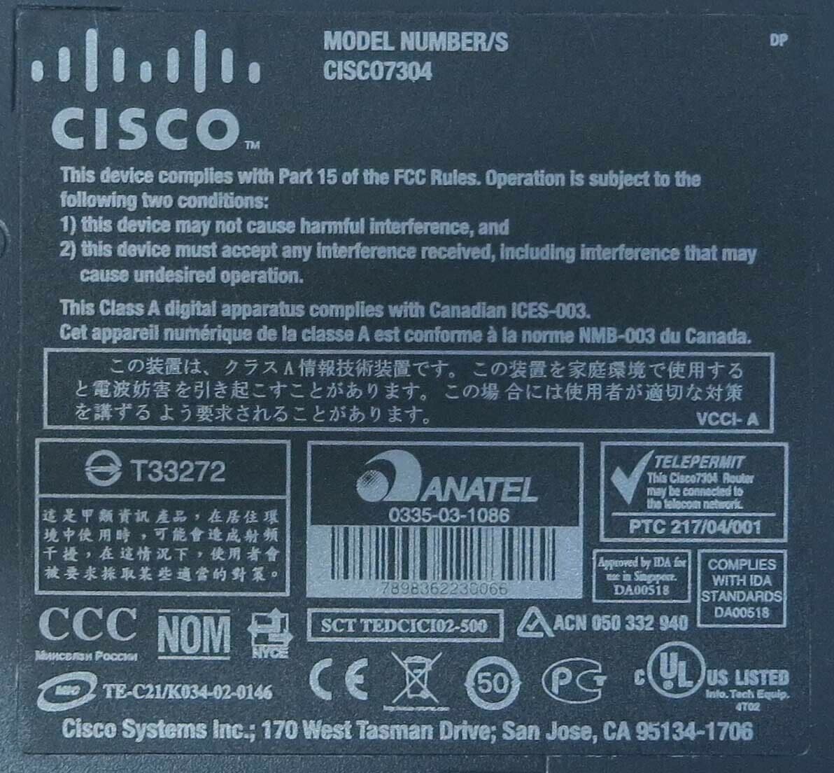 Cisco Catalyst 7304 Series 4-Slot Router Chassis 1x C7304-NPE-G100 2x ...