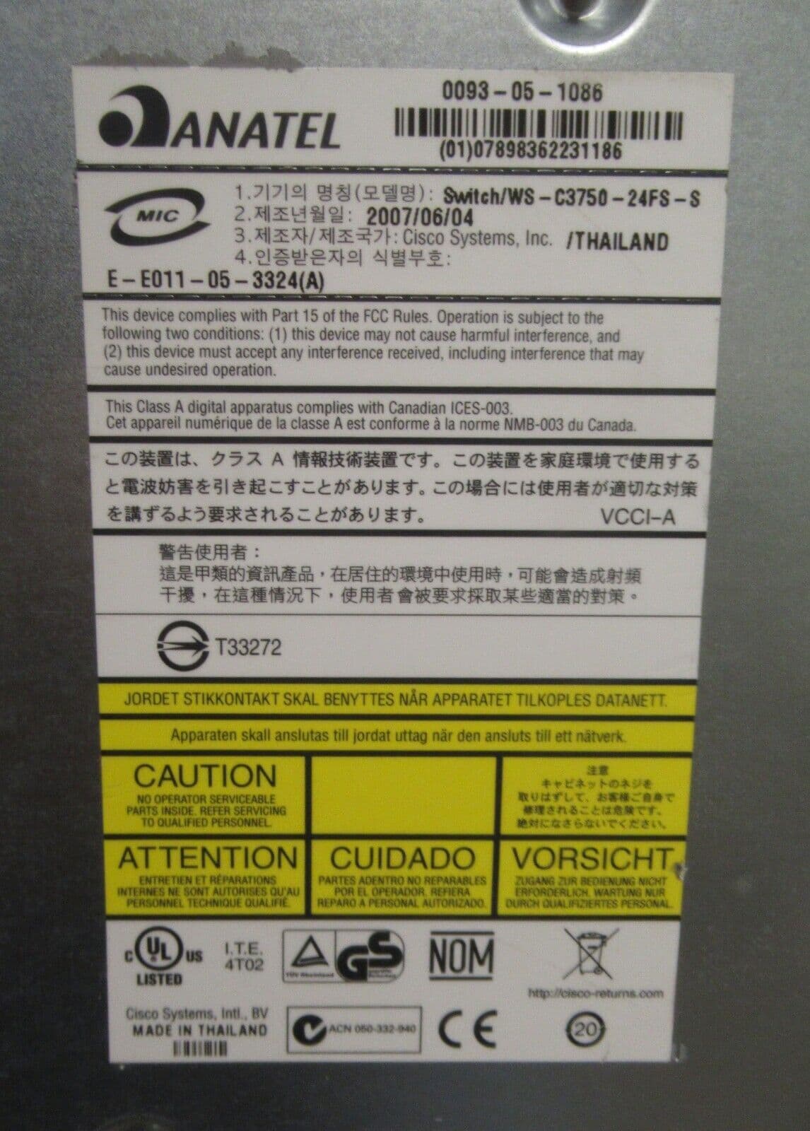 Cisco Catalyst WS-C3750-24FS-S 24-Port Ethernet Managed 1GbE Ethernet ...