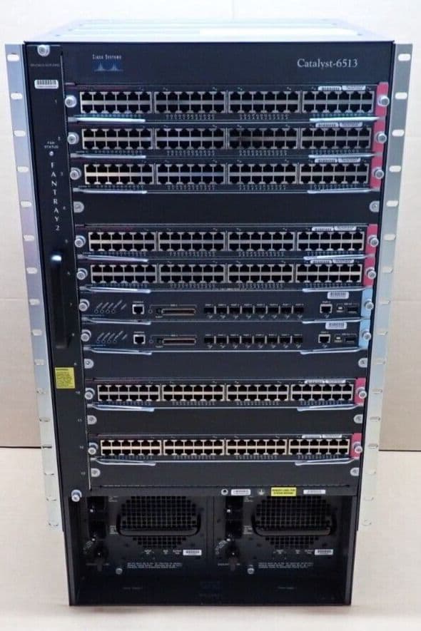 Cisco Catalyst WS-C6513 Switch Chassis 7x WS-X6148A-GE-45AF 2x WS-SUP32 ...