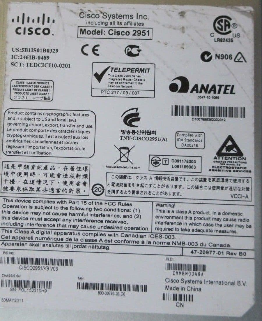 CISCO CISCO2951/K9 2951/K9 - Integrated Services Router 1x SM-ES3G-16-P ...