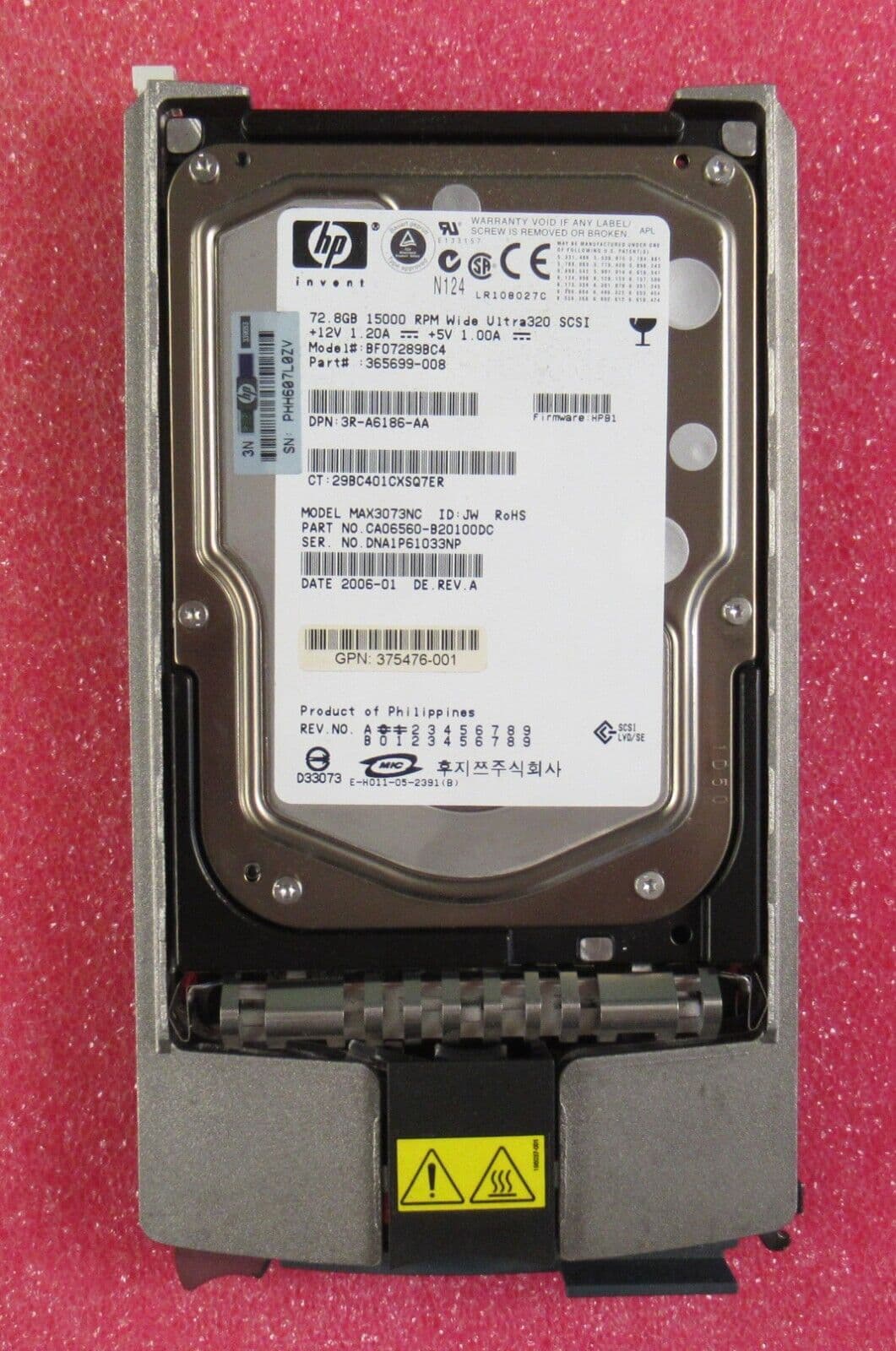 Cisco/HP BF07289BC4 365699-008 72 8GB 15K U320 3 5" 80 Pin Internal Hot ...