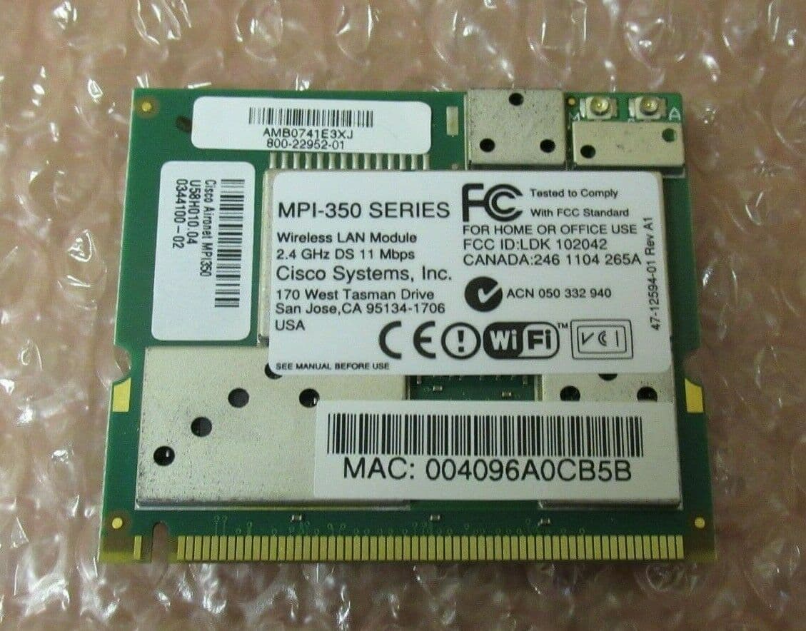 Cisco MPI-350 Mini-PCI Wireless LAN Module 2 4GHz DS 11 Mbps LAN Client ...