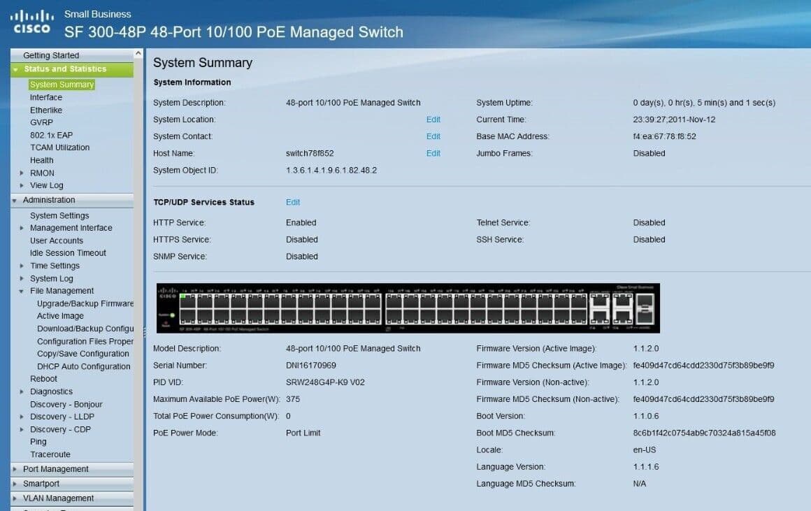 Cisco SF300-48P 48 Port PoE 10/100 2x SFP Port Stackable Managed Switch