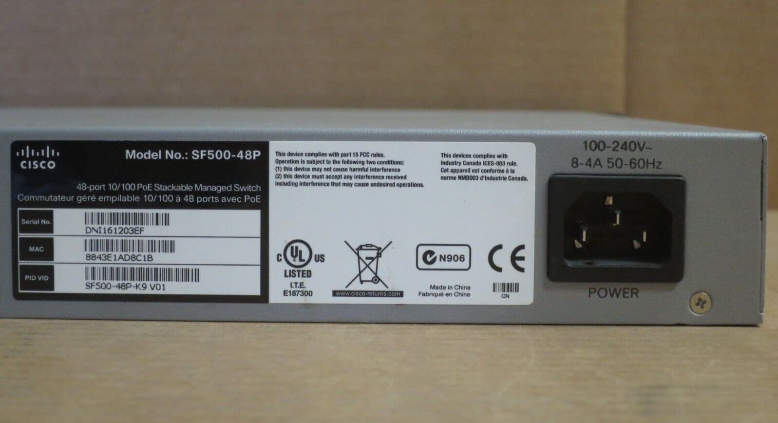 Cisco SF500-48P-K9 48 Port PoE 10/100 2x SFP Port Stackable Managed Switch