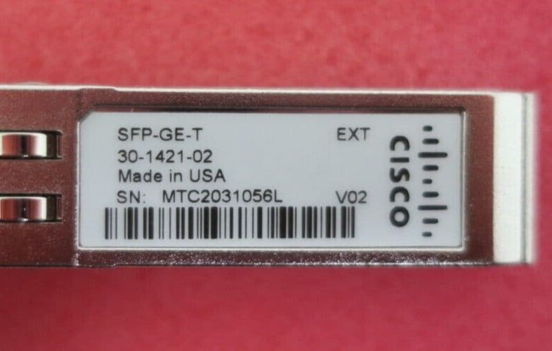 Cisco SFP-GE-T Gigabit 1000BASE-T Ethernet SFP Transceiver Module 30 ...
